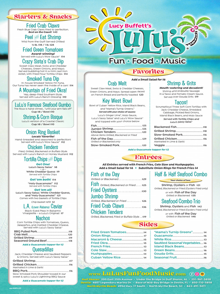LuLus MENU GS - NMB Front and Back | PDF | Salad | Hamburgers