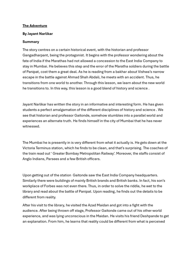 The Adventure by Jayant Narlikar | PDF | Reality