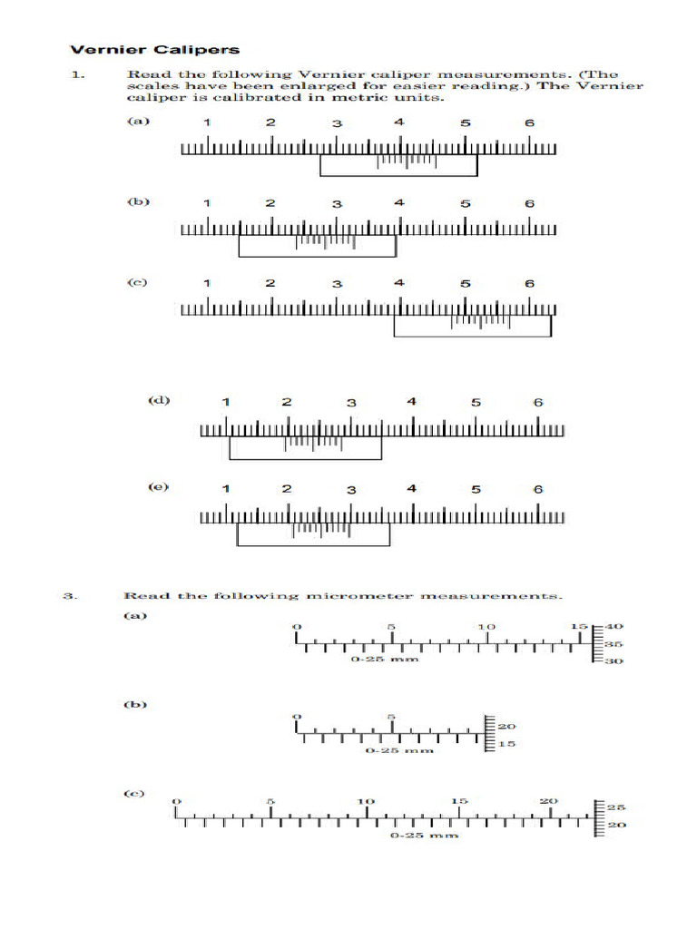 Exam Vernier-Micrometer2 | PDF
