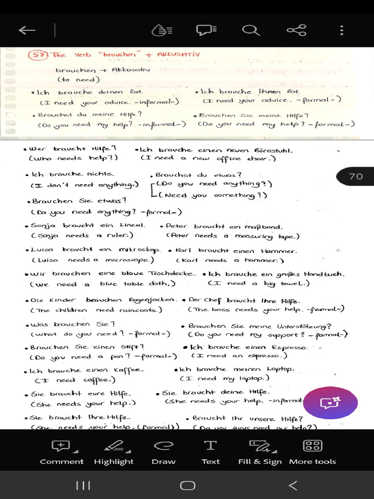 The German Verb Brauchen | PDF
