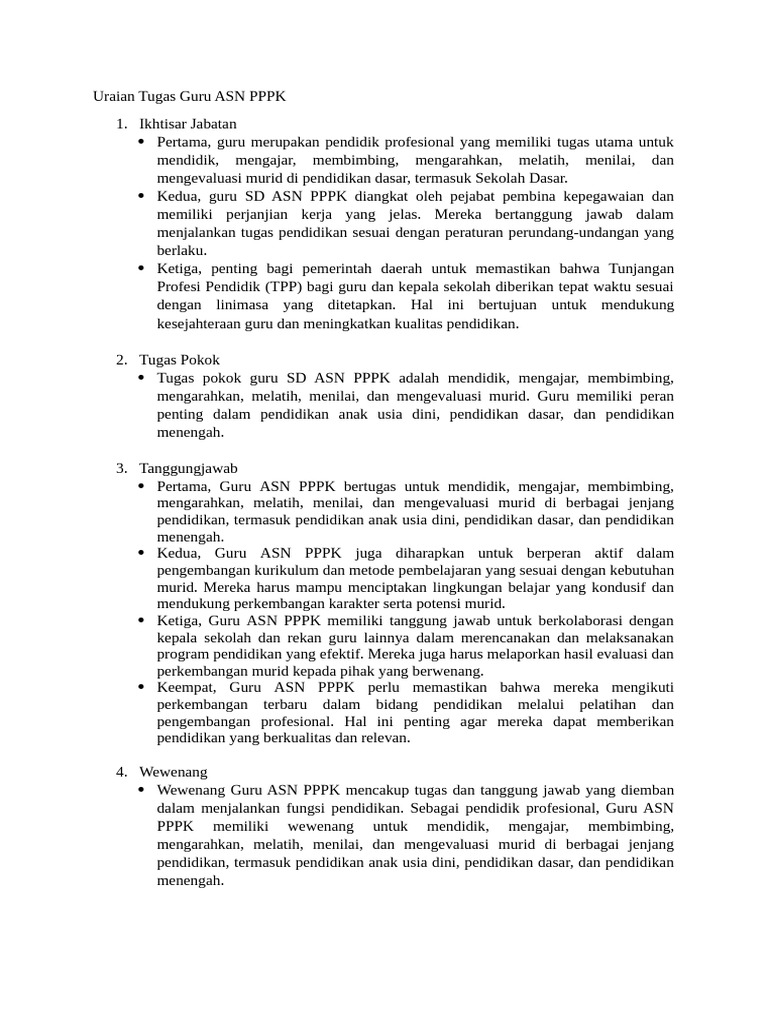 Uraian Tugas Guru ASN PPPK | PDF