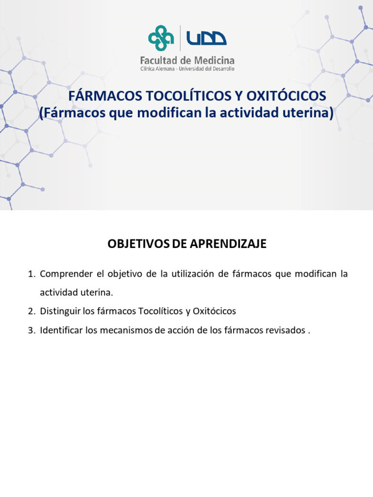 C26. FÁRMACOS TOCOLÍTICOS Y OXITÓCICOS (Fármacos Que Modifican La ...