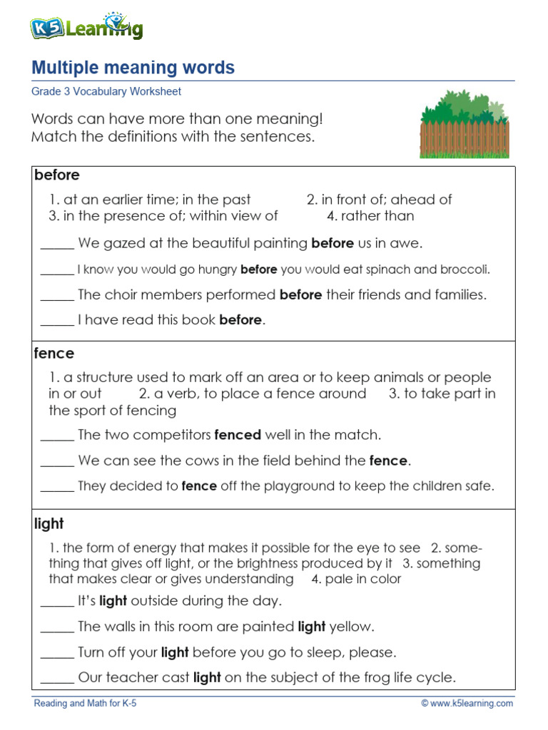 Grade 3 Multiple Meaning Words 2 | PDF