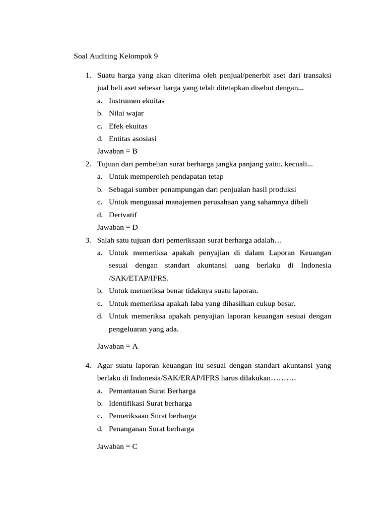 Soal Auditing Kelompok 9 | PDF