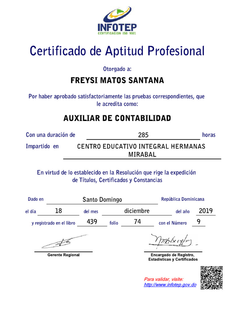 Certificado Contabilida | PDF