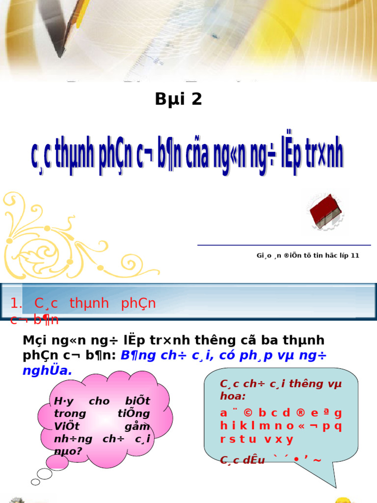 Tiet 02. Cac Thanh Phan Cua Ngon Ngu Lap Trinh | PDF Tiet 02. Cac Thanh Phan Cua Ngon Ngu Lap Trinh | PDF