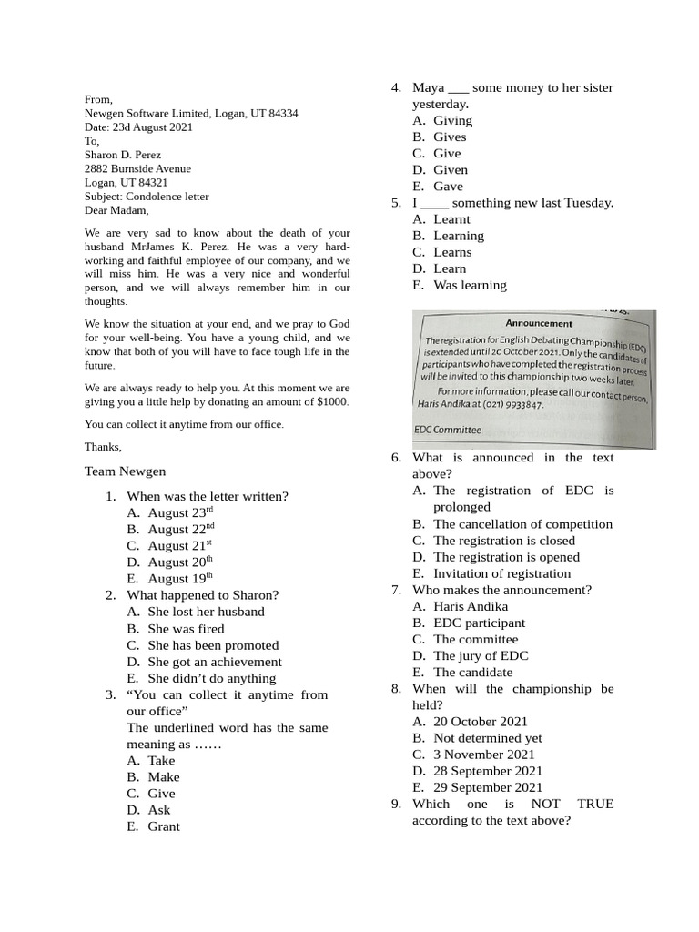 Soal X English | PDF