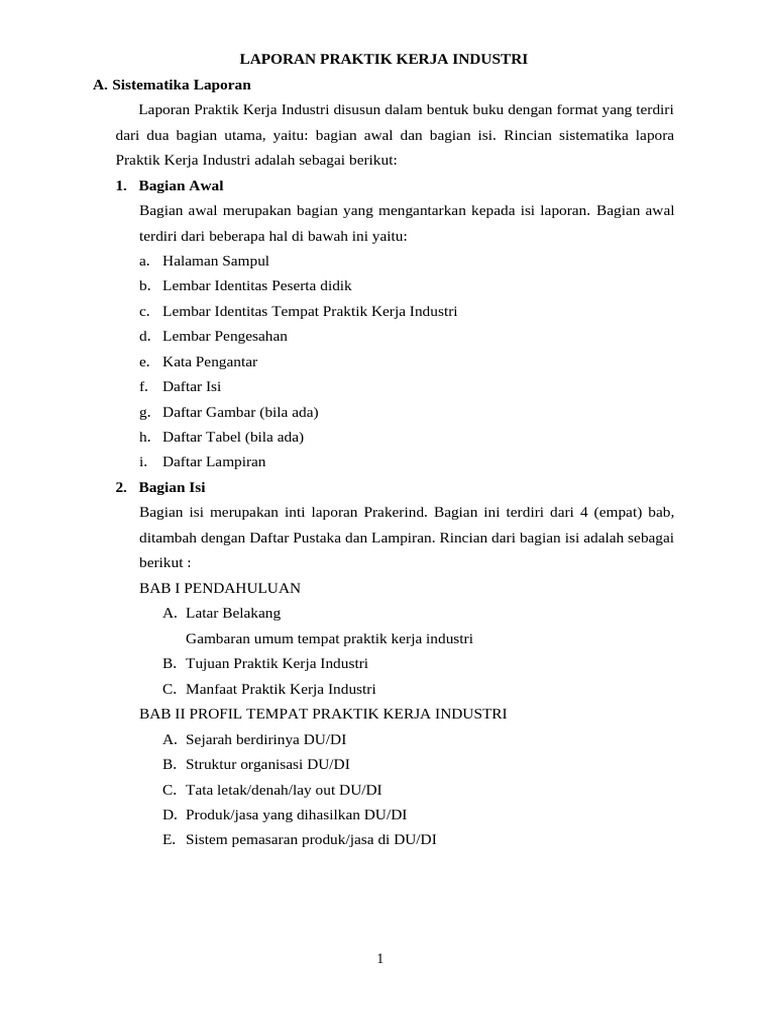 Contoh Laporan Praktik Kerja Industri | PDF
