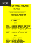Monthly Tiffin Planner | PDF