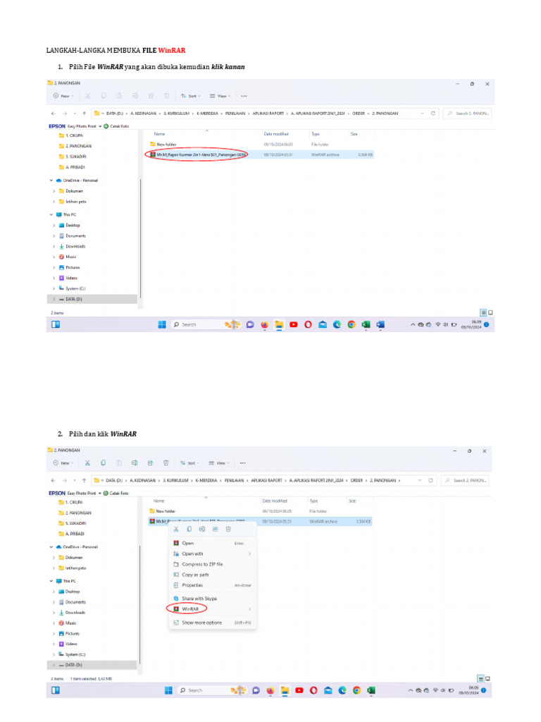 Langkah-Langkah Membuka File WinRAR | PDF