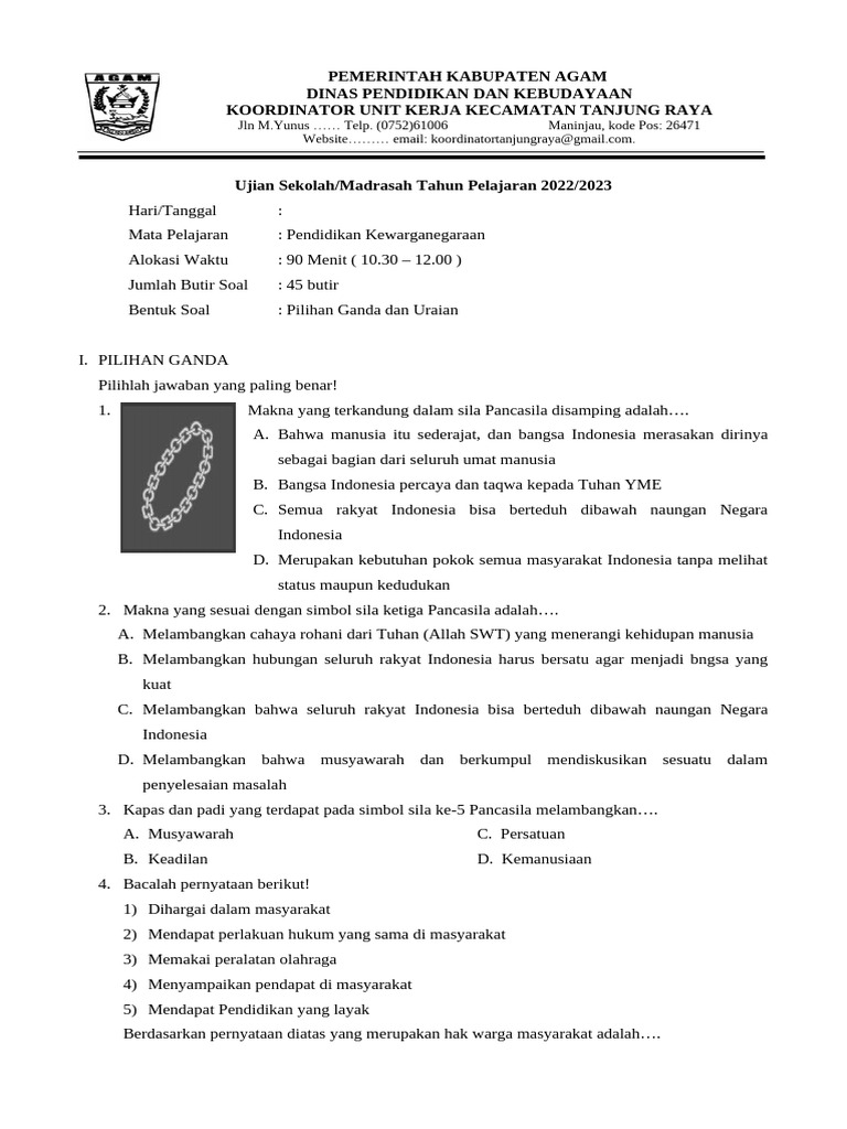 Soal Us PKN 2020-2021 | PDF