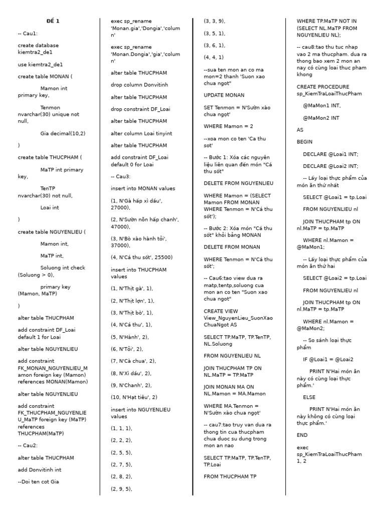 Giai 5 de SQL | PDF