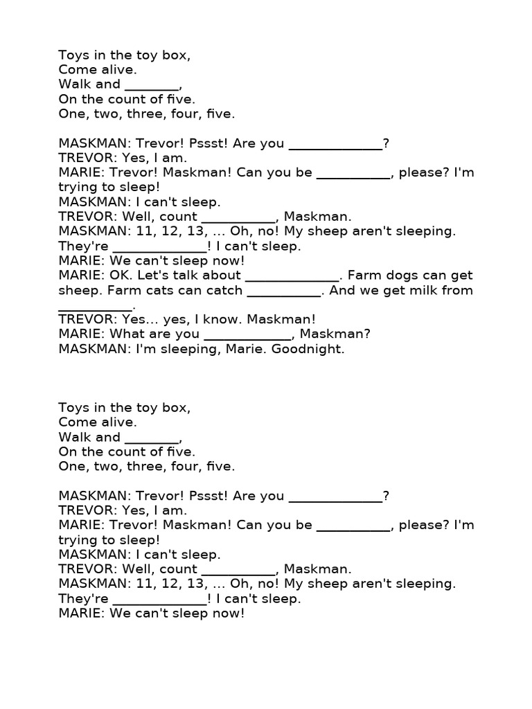 Toys in The Toy Box Listen The Story | PDF