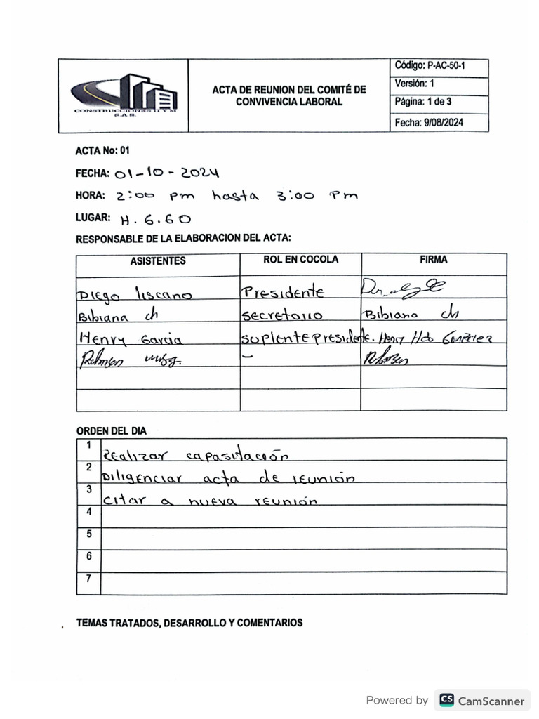 Acta 1 COCOLAB | PDF