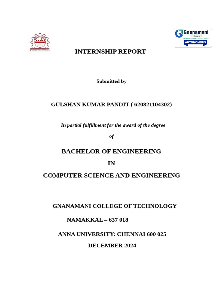 Internship Report Template | PDF | Engineering | Usability