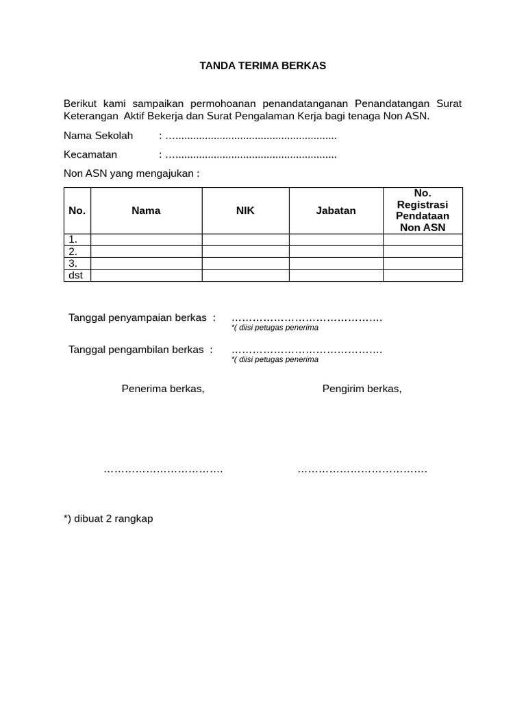 Format Tanda Terima Berkas | PDF
