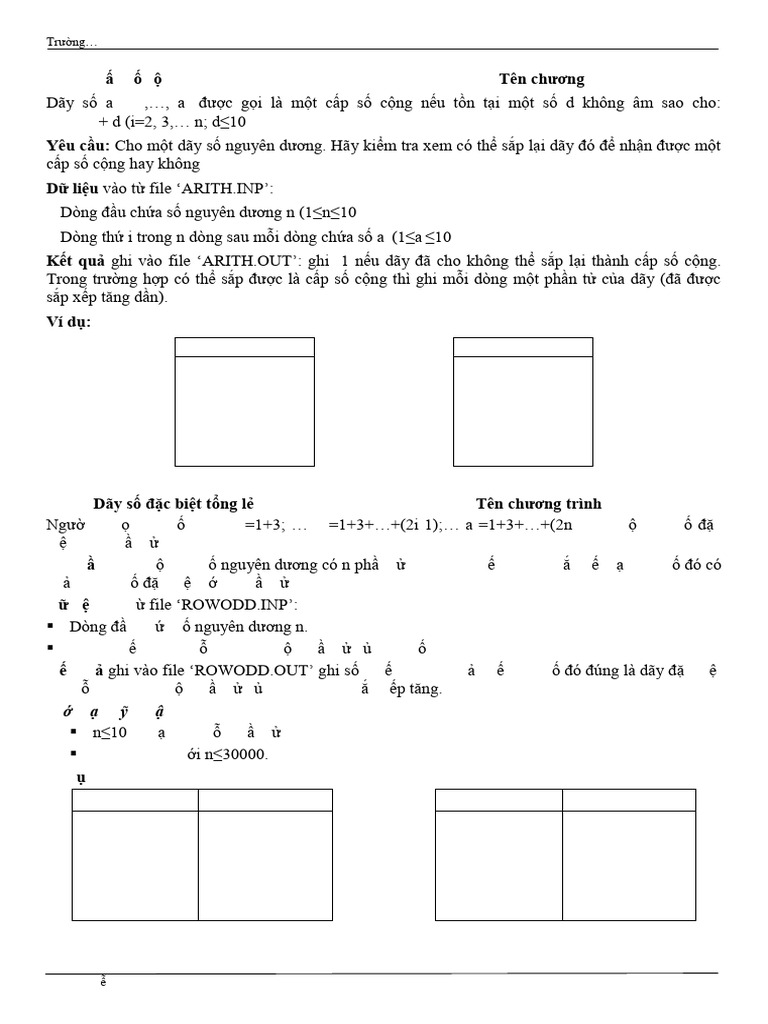 Bài 1: Cấp số cộng Tên chương trình: ARITH.??? | PDF
