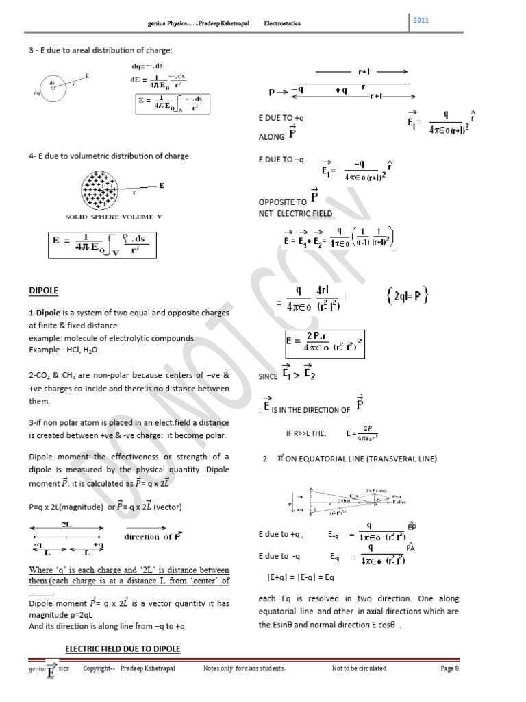 Electric Dipole | PDF | Torque | Dipole