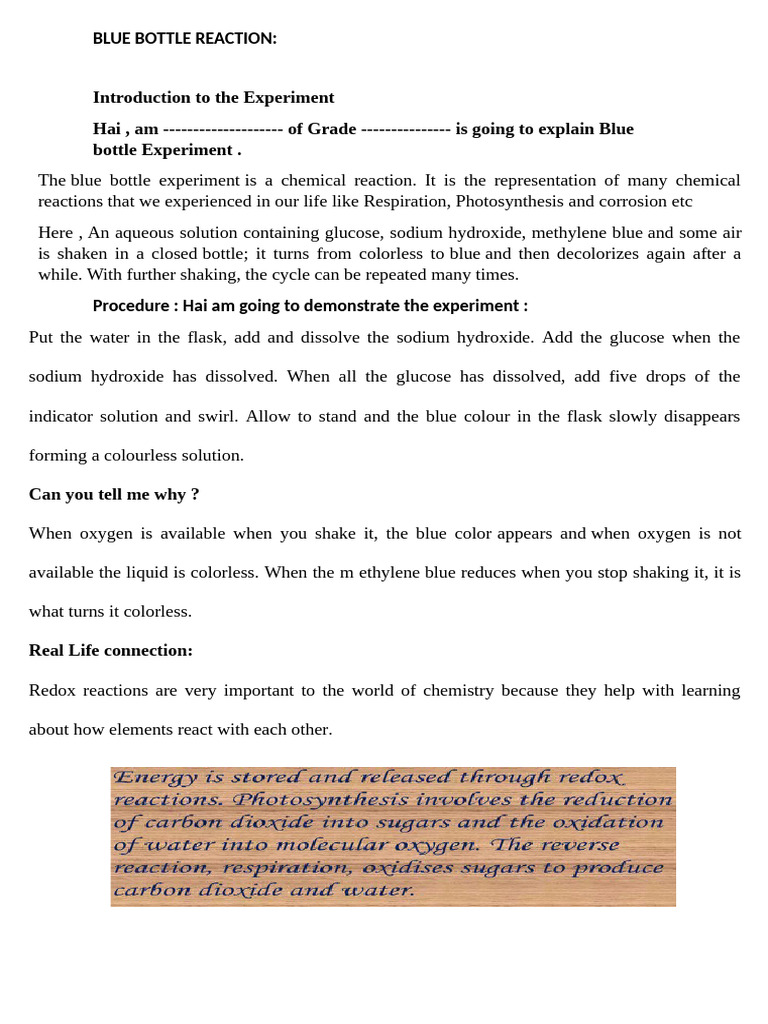 Blue Bottle | PDF | Water | Chemistry