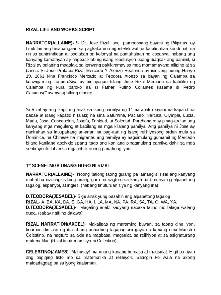 Rizal Script | PDF
