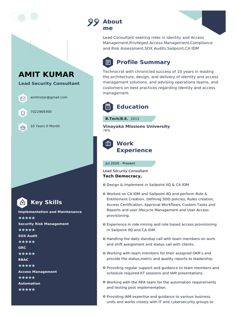 Resume Amit 231028 240418 113747 | PDF | Computing | Information Technology Management