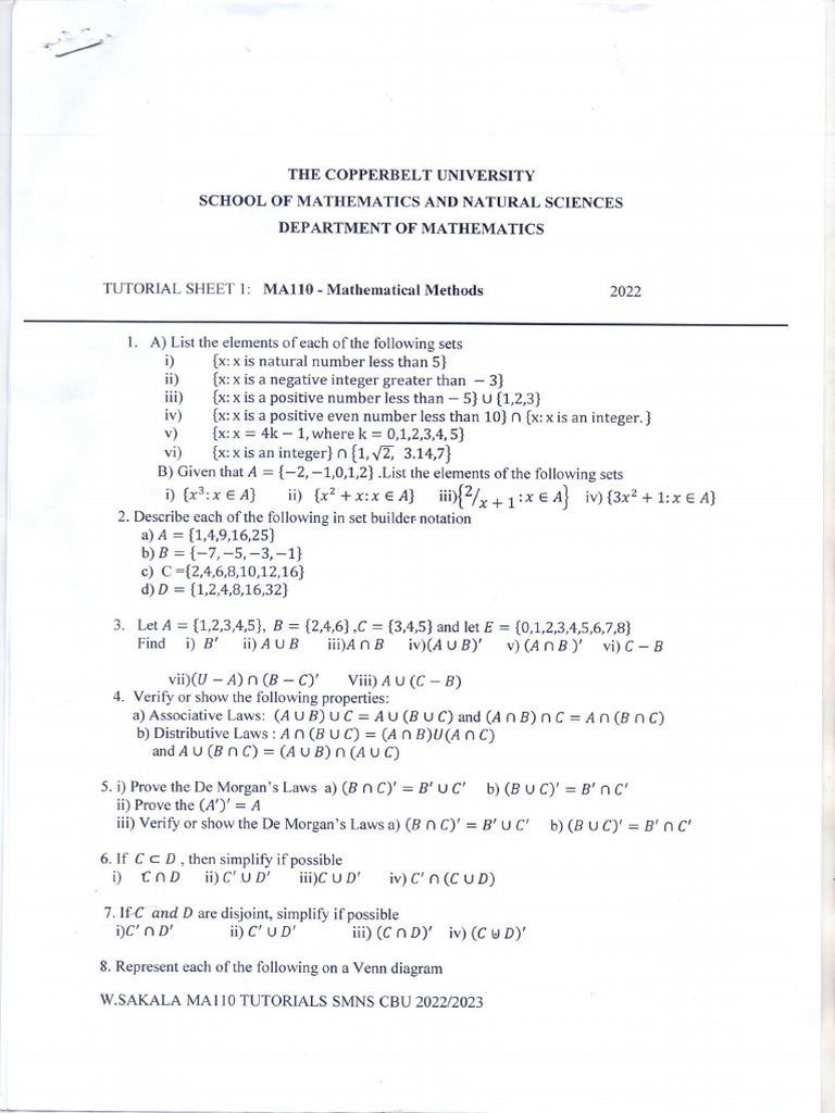 Tutorial Sheet 1 | PDF