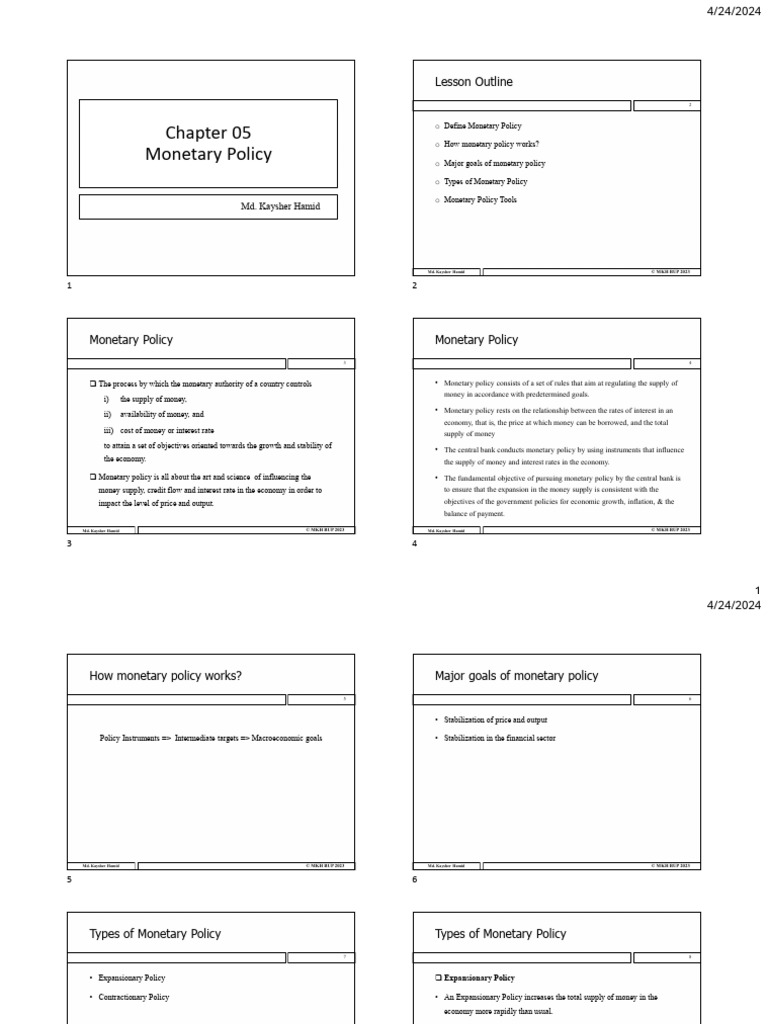 Chapter 05 Monetary Policy | PDF | Money | Monetary Policy