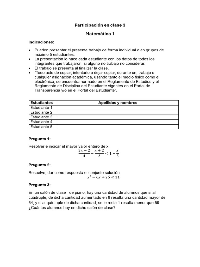 Participación en Clase 3 M1-Alumnos - GXRDAT | PDF