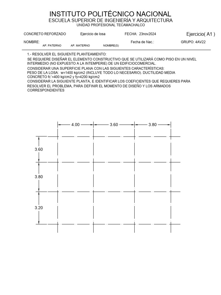 1er Ejercicio Concreto Reforzado Losa 23nov2024a | PDF