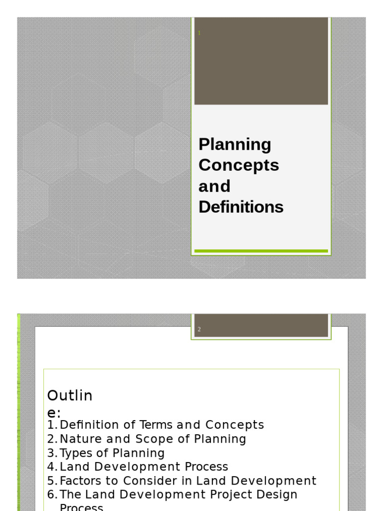 Key Concepts in Land Planning Process | PDF | Goal | Design