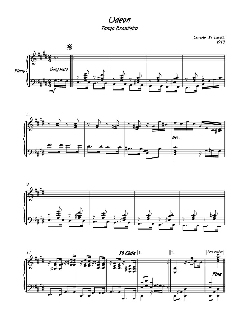 Ernesto Nazareth - Odeon 3p | PDF