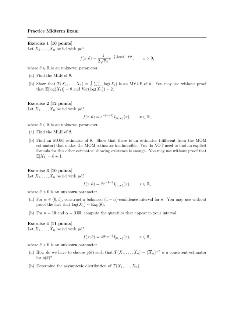 Midterm Exam: MLE and Estimators in Statistics | PDF