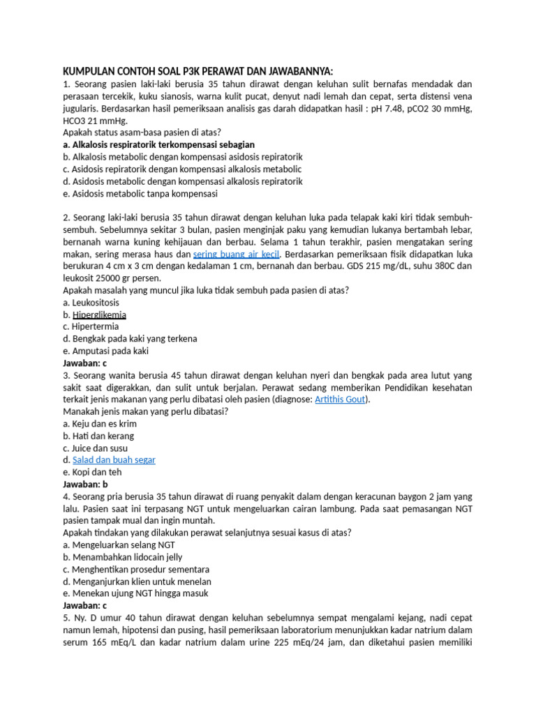 Contoh Soal P3K Perawat dan Jawaban | PDF