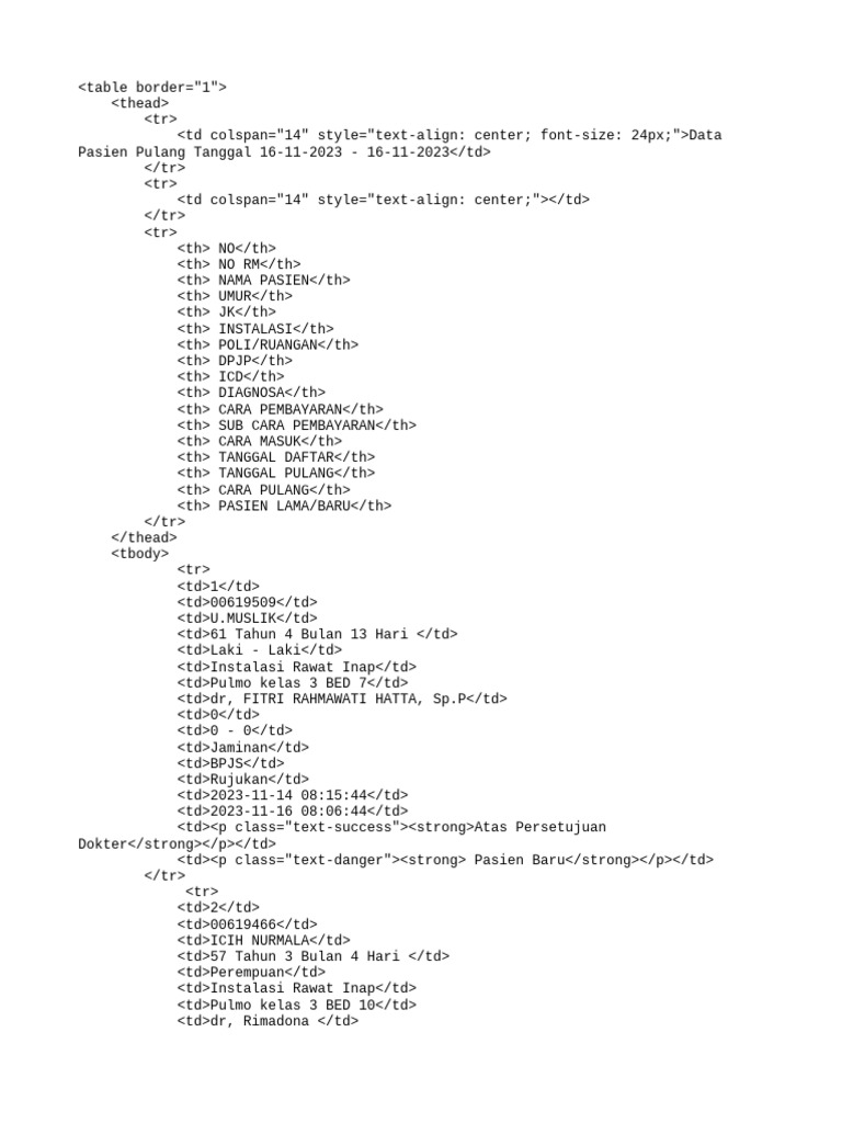 Data - Pasien - Pulang - 2023-11-16T100210.567 | PDF