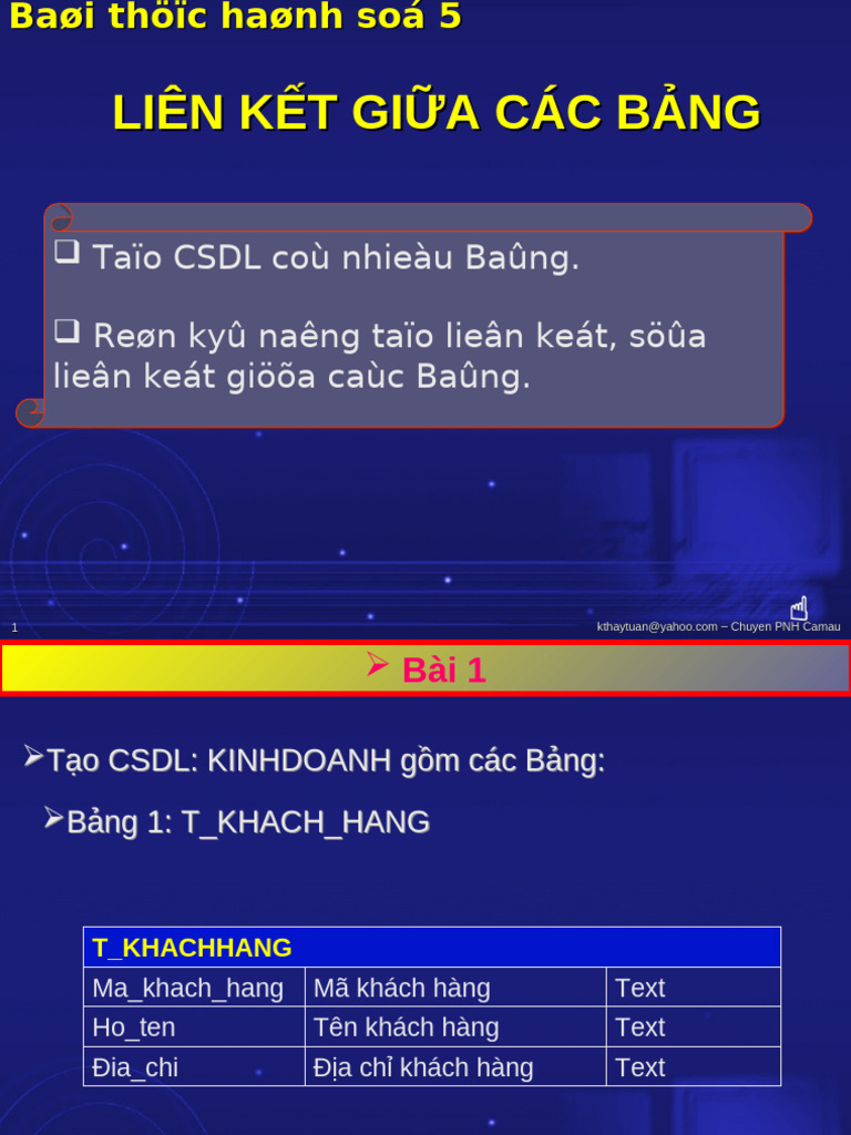Tiet 25. Bai Tap Va Thuc Hanh 5. Lien Ket Giua Cac Bang | PDF