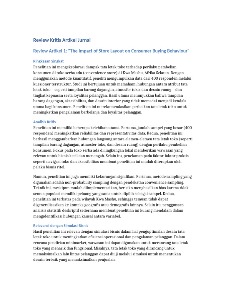 Review Kritis Artikel Lengkap Final | PDF