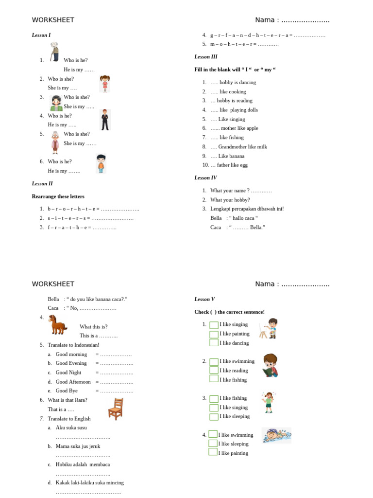 Worksheet MISHA | PDF