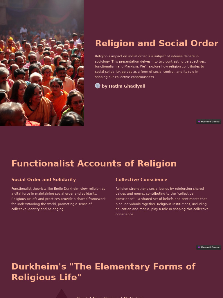 Religion and Social Order | PDF | Marxism | Émile Durkheim