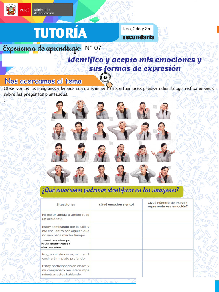 Tutoria 1 y 2 - Experiencia 3 - Actividad 1 | PDF | Las emociones ...