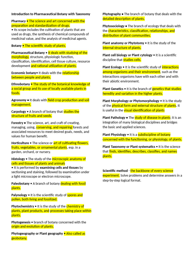 Pharmaceutical Botany and Taxonomy Guide | PDF | Botany | Plants