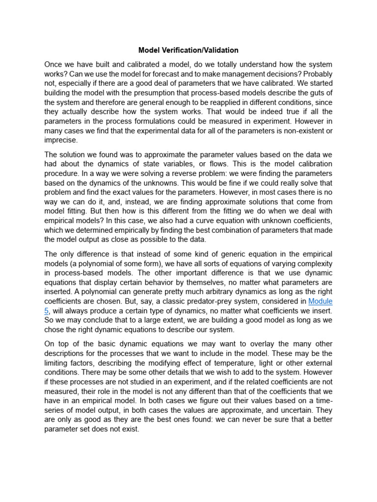 Model Verification Validation | PDF | Equations | Applied Mathematics