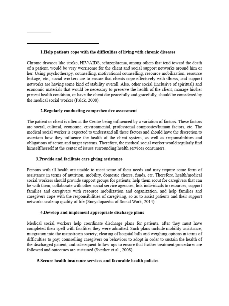 Social Workers' Roles in Healthcare Support | PDF | Social Work ...