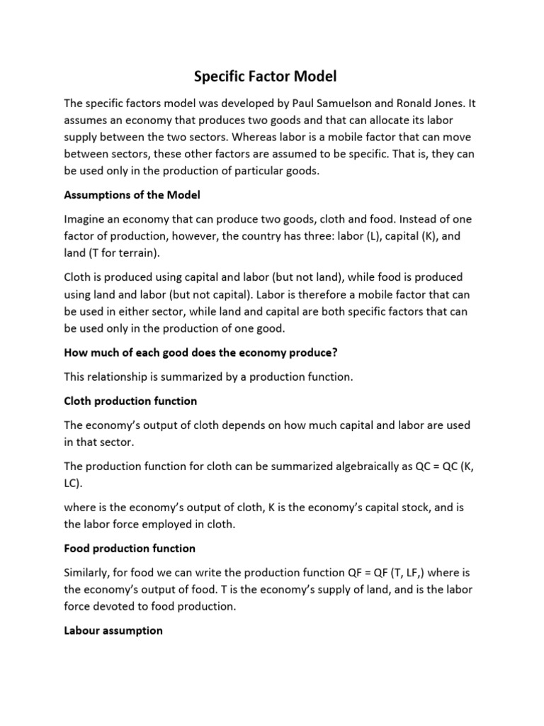 01notes On Specific Trade Model | PDF | Labour Economics | Supply ...