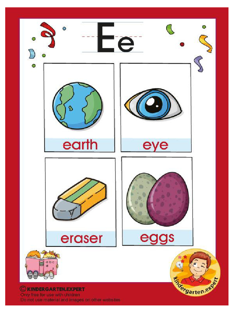 Early Childhood Sight Words, Letter E, For Kindergarten, Kindergarten ...