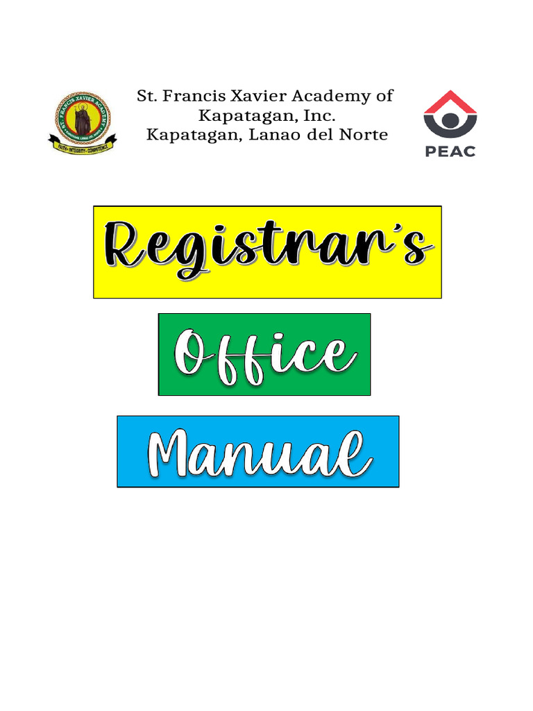 Registrar - S Office Manual | PDF | Tuition Payments | Curriculum