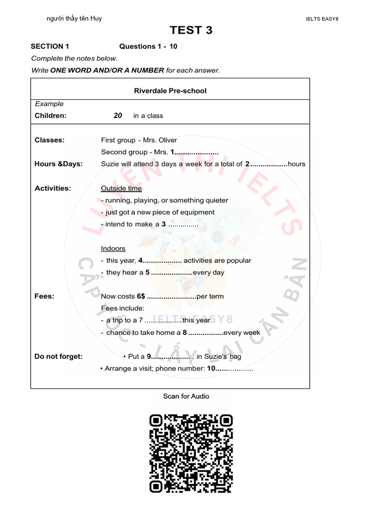 Test 3 Listening Pdf Questionnaire