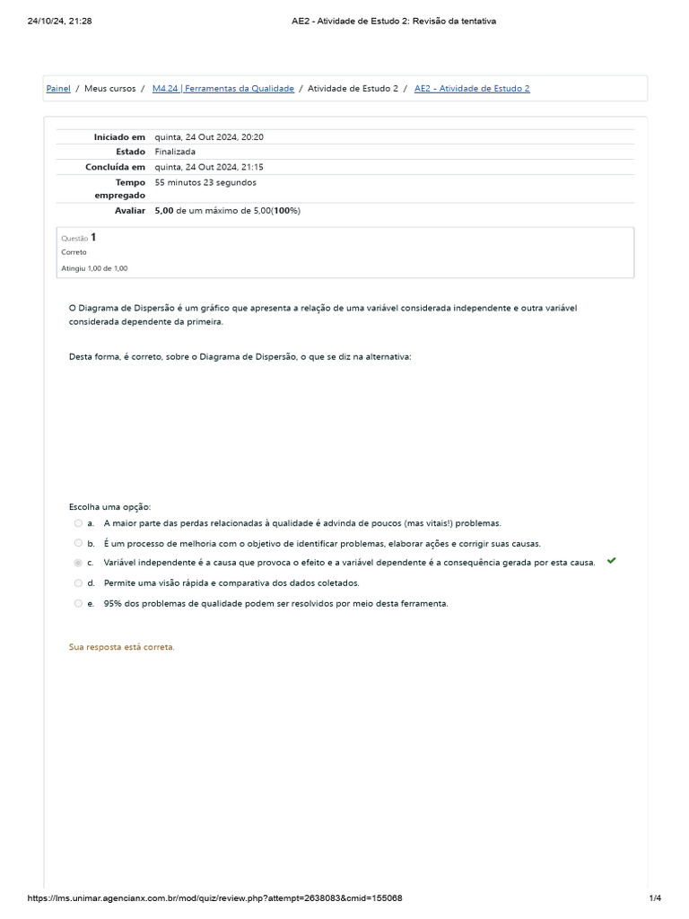 AE2 - Atividade de Estudo 2 - Revisão Da Tentativa2 | PDF