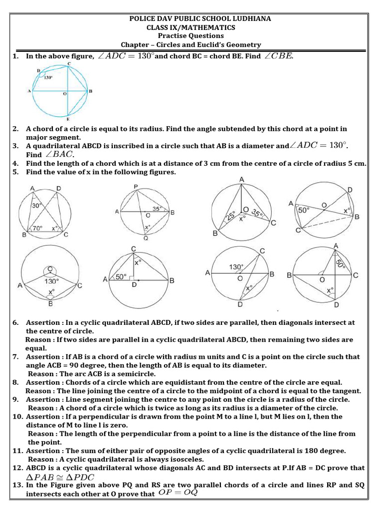 CH 9 Circles | PDF | Circle | Perpendicular