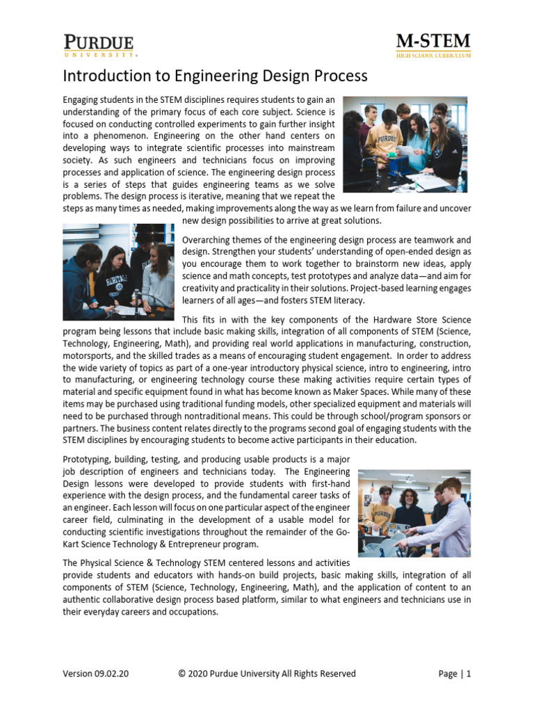 2.1 Extended Lesson Plan Introduction To Engineering Design Process ...