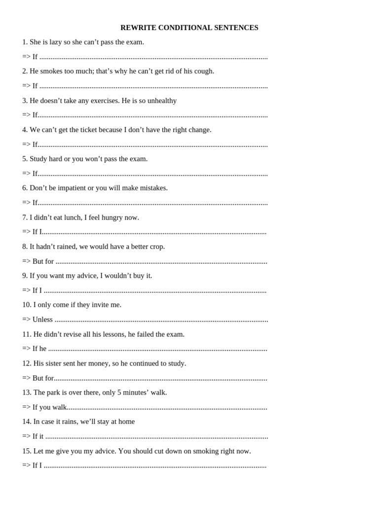 REWRITE CONDITIONAL SENTENCES An | PDF